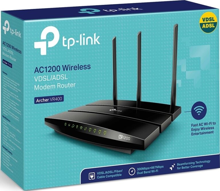 TP-Link Archer VR400 AC1200 Wireless VDSL/ADSL Dual Band Gigabit Modem ...